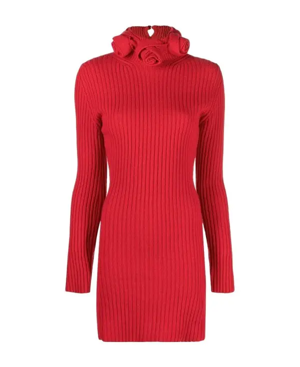 Blumarine High-neck Wool Mini Dress