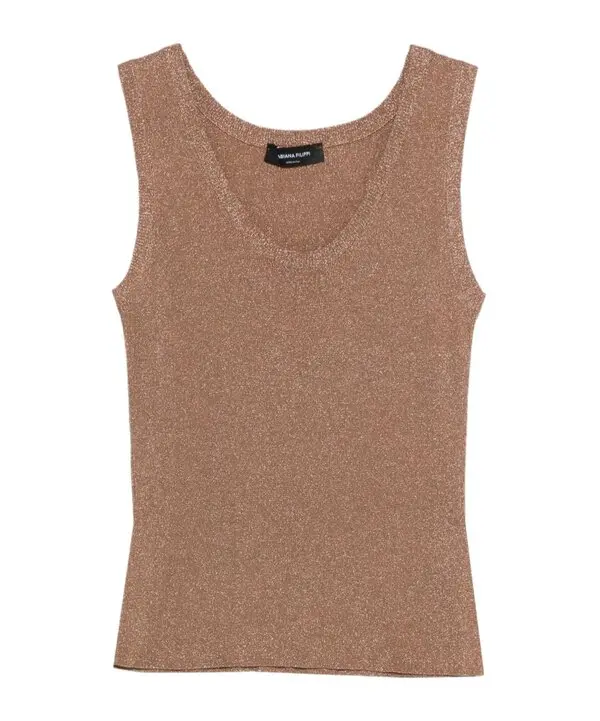 Fabiana Filippi Sleeveless Lurex Knit Top With Sequin Details