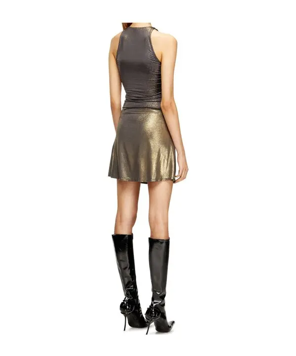 DIESEL® Sleeveless Draped Metallic Mini Dress