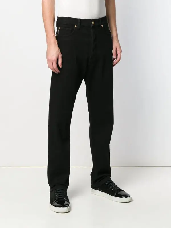 Versace Logo Patch Slim-fit Jeans - Black