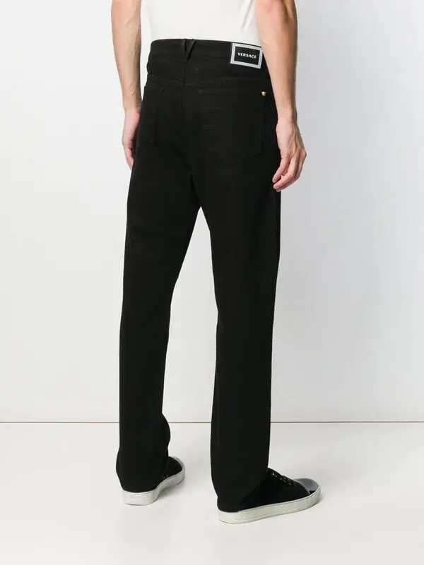 Versace Logo Patch Slim-fit Jeans - Black