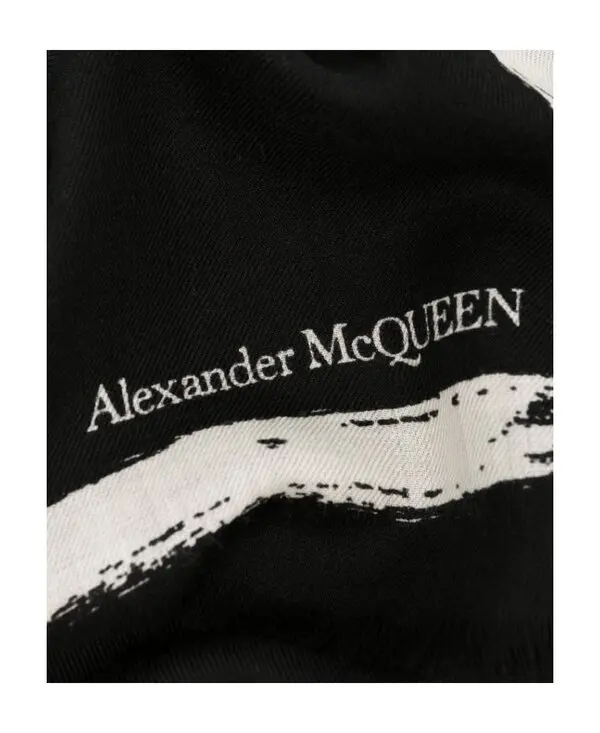 Alexander McQueen Graffiti-printed Frayed Edge Scarf