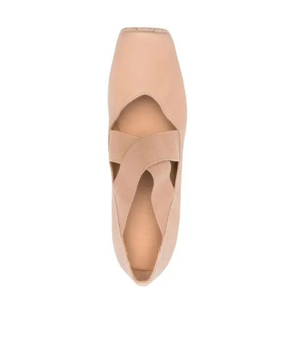 UMA WANG High-heeled Square-toe Ballet Flats With Criss-cross Straps - Rose/rose