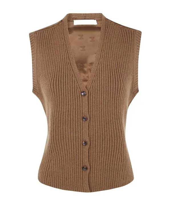 Max Mara V-neck Ribbed Knit Button-up Gilet