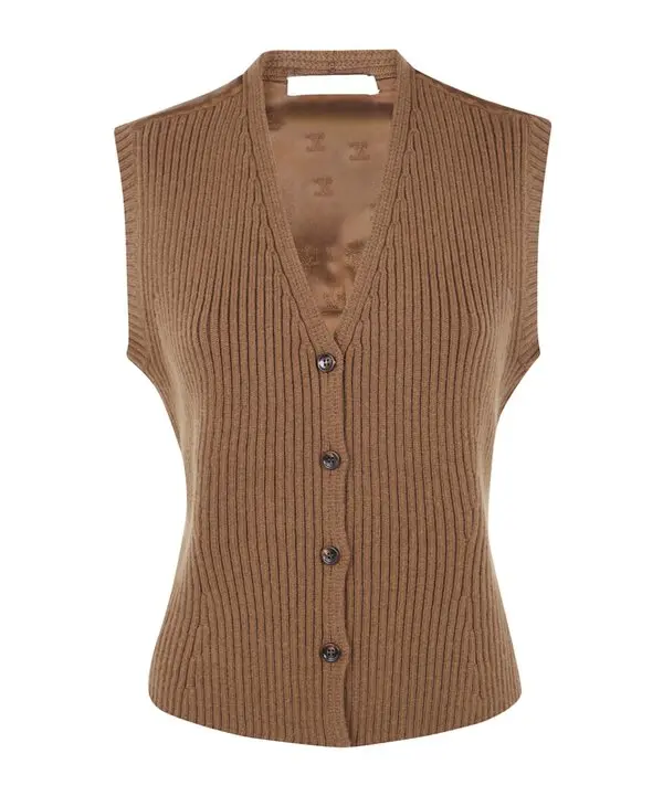 Max Mara V-neck Ribbed Knit Button-up Gilet - No