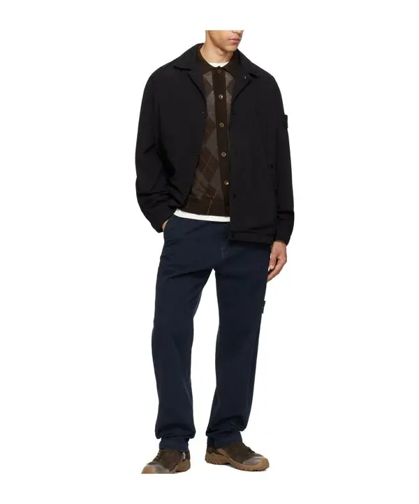 Stone Island Logo Patch Buttoned Jacket - Black