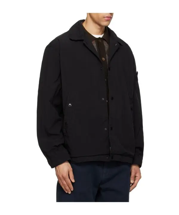 Stone Island Logo Patch Buttoned Jacket - Black