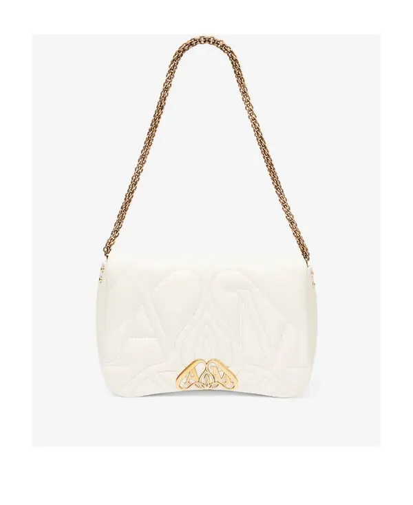 Alexander McQueen Seal Chain Shoulder Bag - White