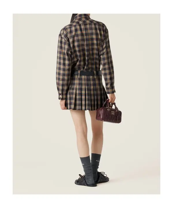 Miu Miu Tartan Embroidered Shirt - Camel Brown