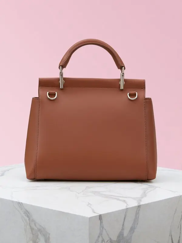 ROGER VIVIER Viv Cabas Leather Bag With Metal Buckle - Brown