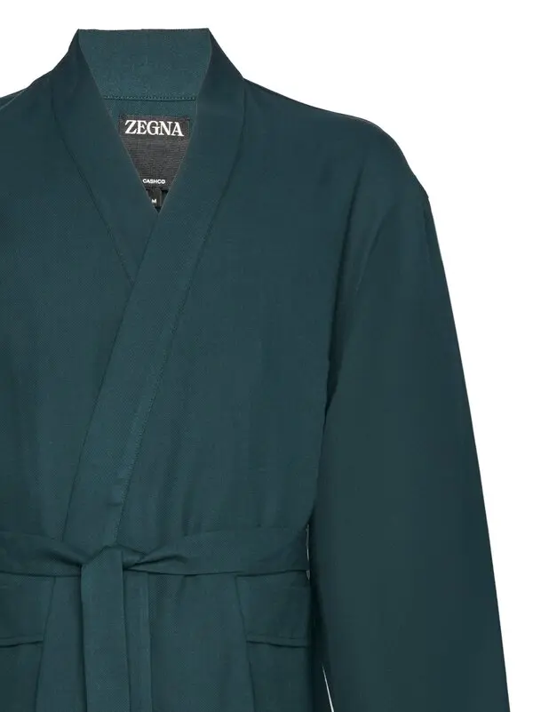 Zegna Long Sleeve Belted Kimono Jacket - Green