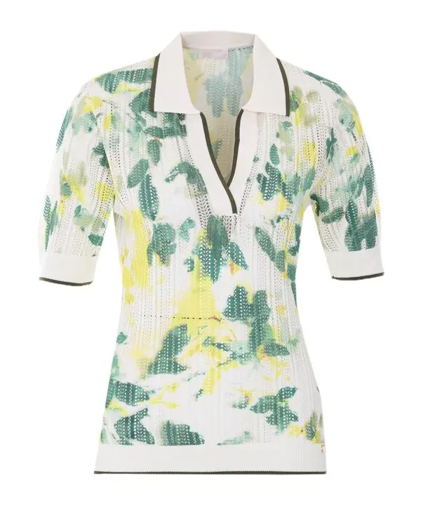 Liu Jo V-neck Knit Polo With Lapel Collar - White