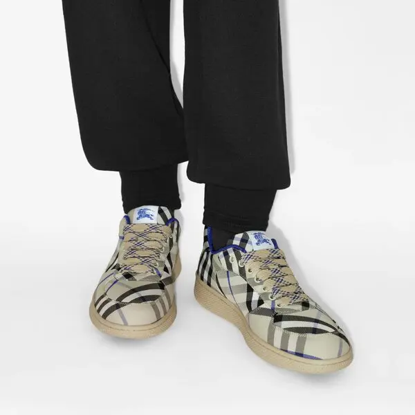 Burberry Checked Lace-up Sneakers - Check Lichen