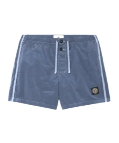 Stone Island Logo Patch Drawstring Shorts - Air Force Blue
