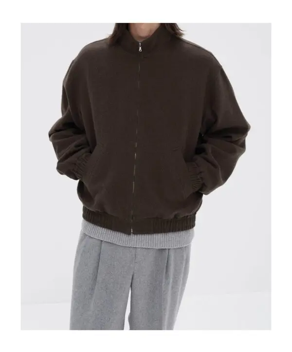 Auralee Baby Camel Flannel Zip Blouson - Dark Brown