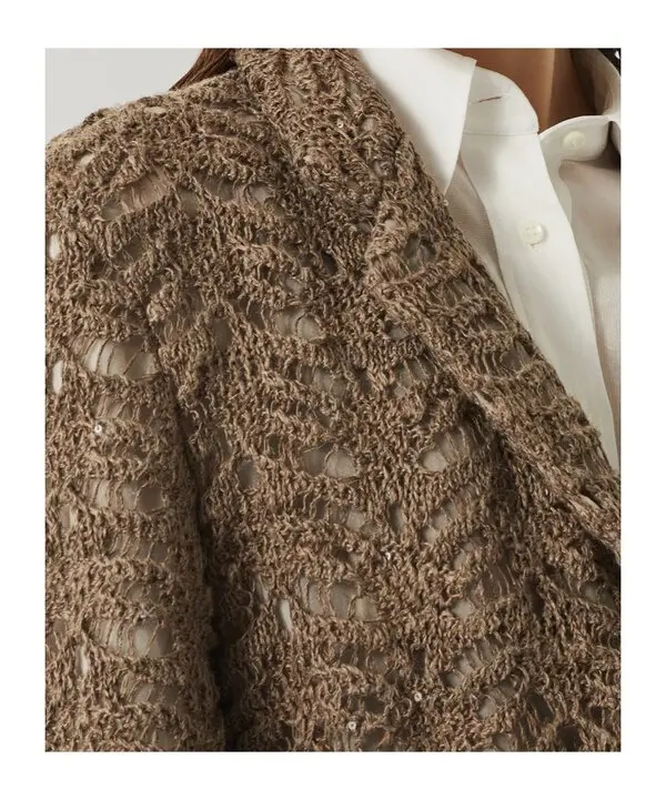 Brunello Cucinelli Foliage Lace Knit Blazer