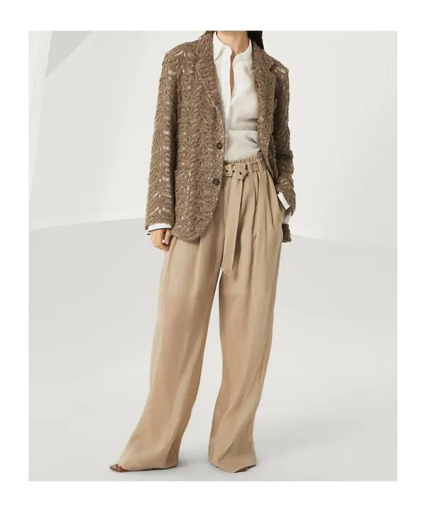 Brunello Cucinelli Foliage Lace Knit Blazer
