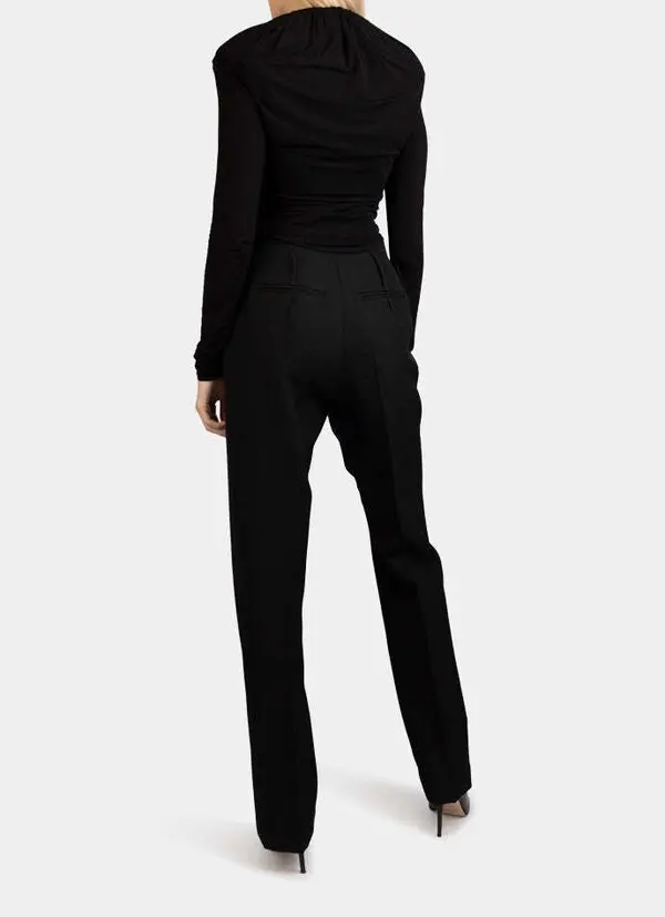 Jacquemus Gathered V-neck Cropped Blouse With Padded Shoulders