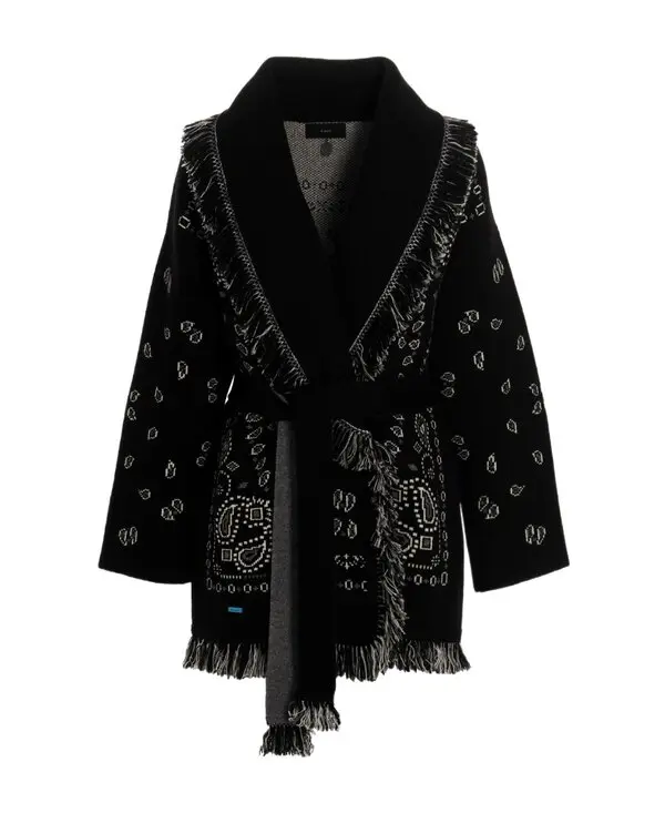 Alanui Cashmere Jacquard Cardigan - Black