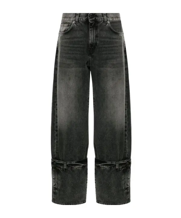 HAIKURE Belt Loop Wide Leg Jeans With Cuff Detail