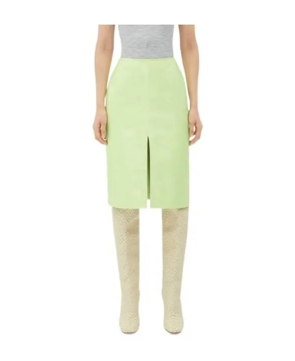 Bottega Veneta Shiny Leather Midi Skirt