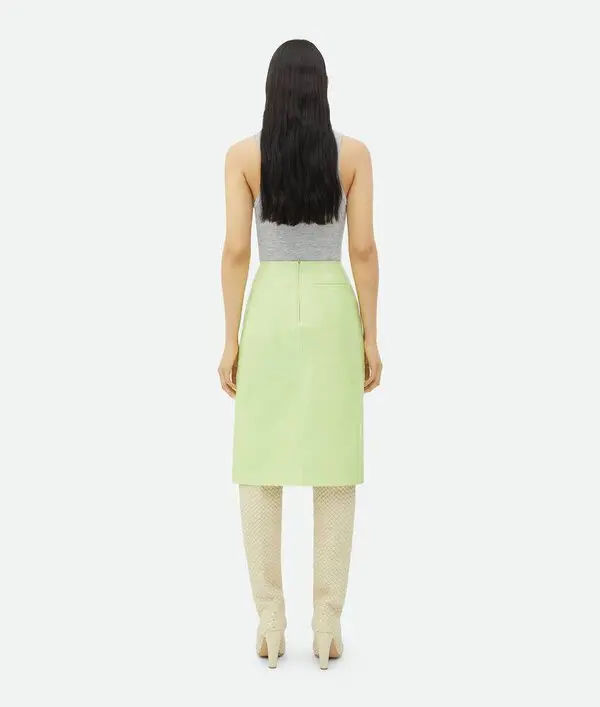 Bottega Veneta Shiny Leather Midi Skirt