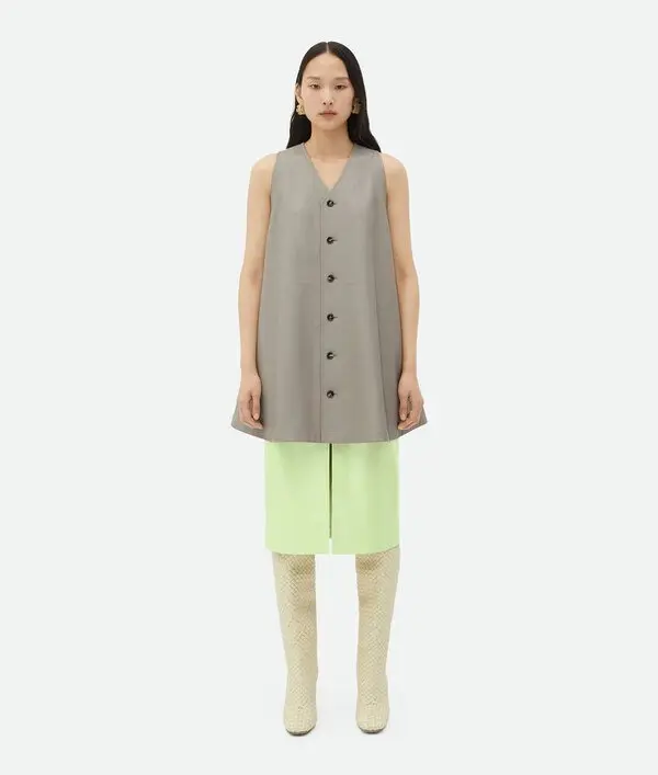 Bottega Veneta Shiny Leather Midi Skirt