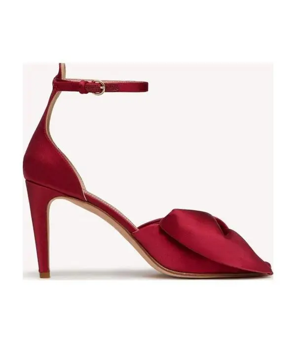Red Valentino Valentino Satin Bow-embellished Pumps - Red