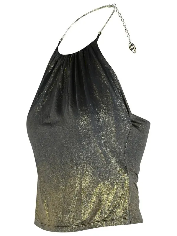 DIESEL® T-ireni Jersey Halter Top With Chain Detail