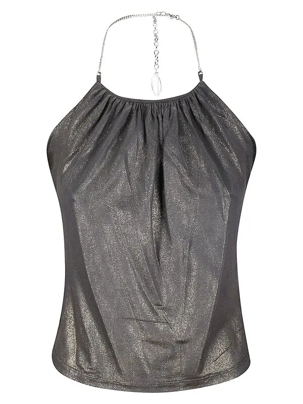 DIESEL® T-ireni Jersey Halter Top With Chain Detail