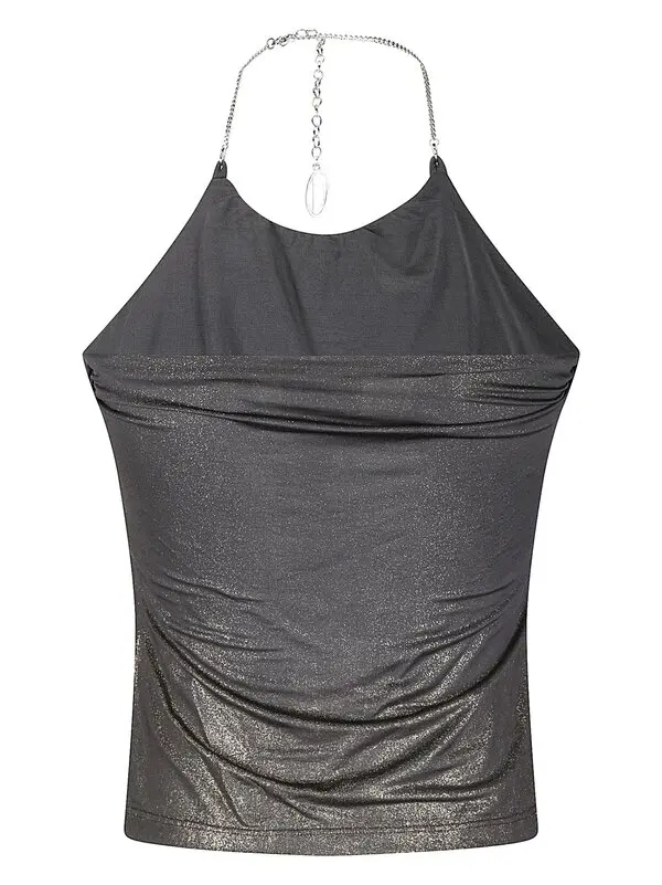 DIESEL® T-ireni Jersey Halter Top With Chain Detail