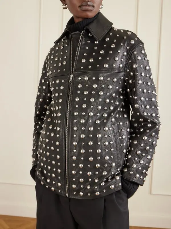 Nour Hammour Studded Leather Jacket