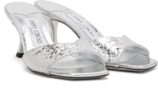 JIMMY CHOO Skye 70 Square Toe High-heeled Sandals - Silver