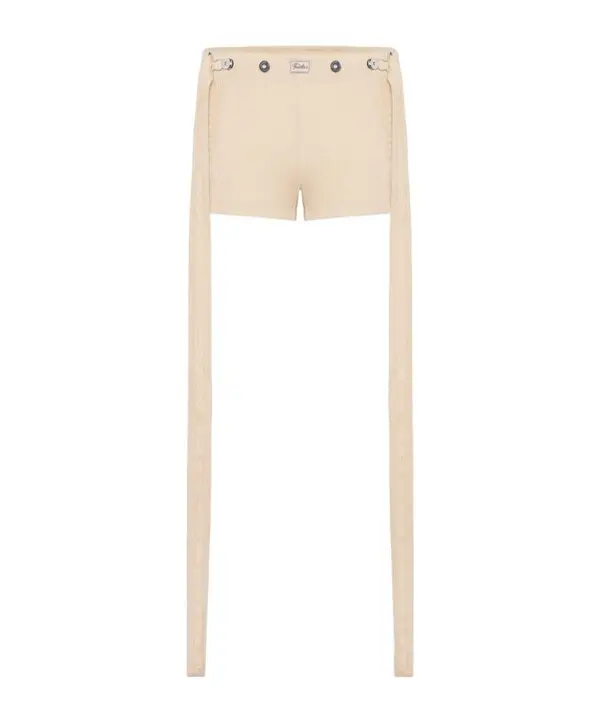 JEAN PAUL GAULTIER Ribbed Shorts With Buckle Detail - Beige