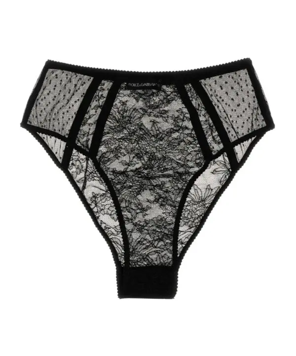 Dolce & Gabbana Dolce Gabbana High Waist Lace Detailed Briefs - Black