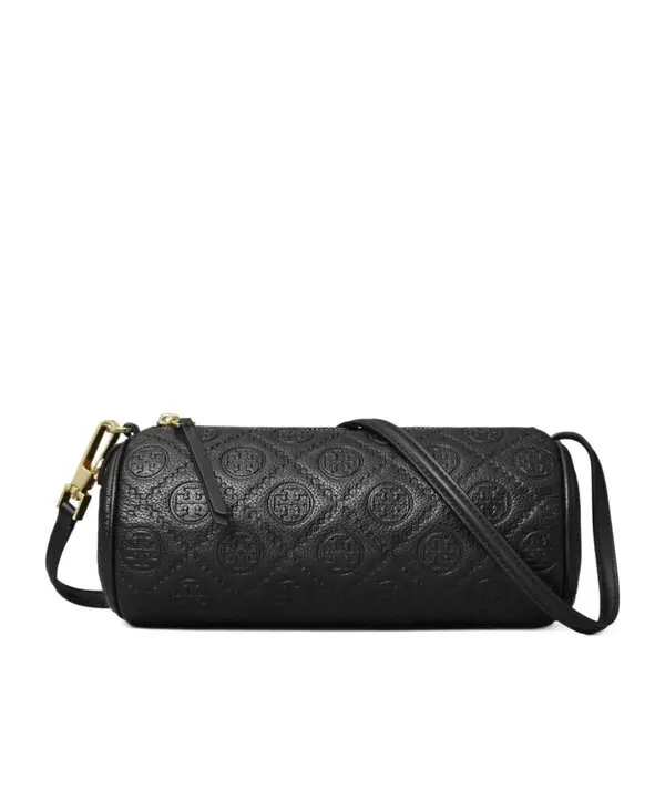 Tory Burch T Monogram Embossed Leather Cylinder Bag