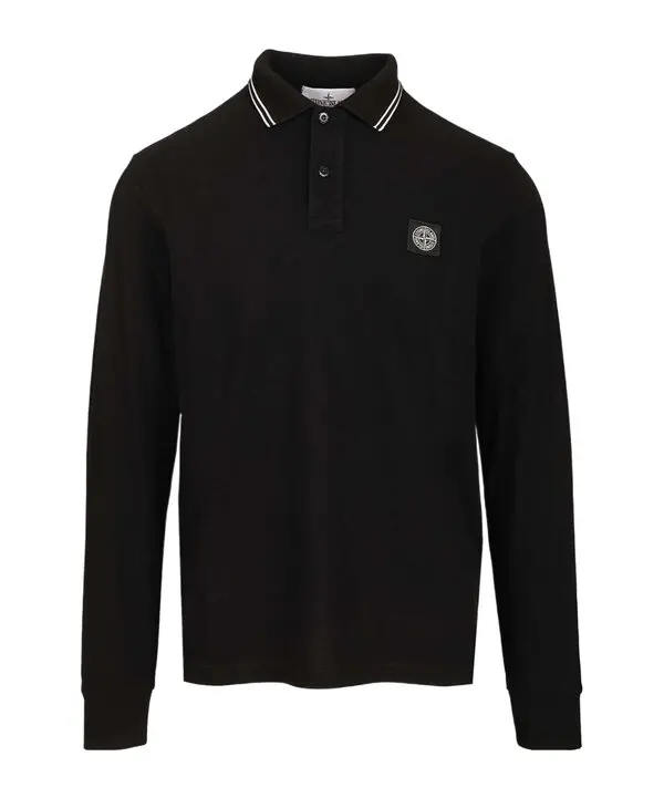 Stone Island Long-sleeved Polo Shirt - Black