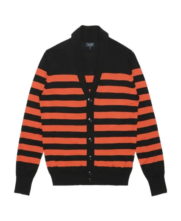 Emporio Armani Striped Knitted Cardigan - Black