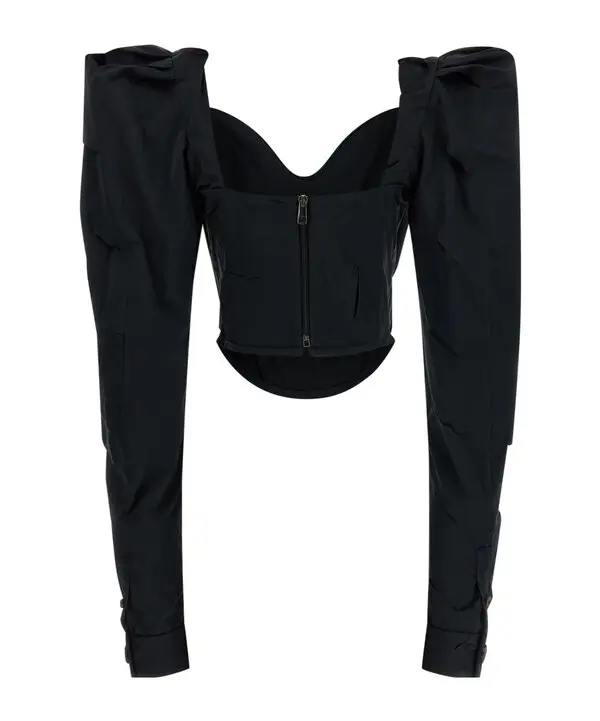VIVIENNE WESTWOOD Taffeta Corset Top With Puff Sleeves