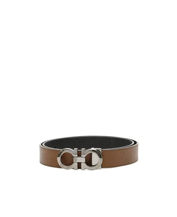 FERRAGAMO Gancini Reversible Belt - Gray