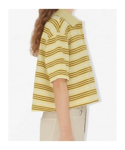 Burberry Logo Embroidered Striped Cropped Polo Shirt