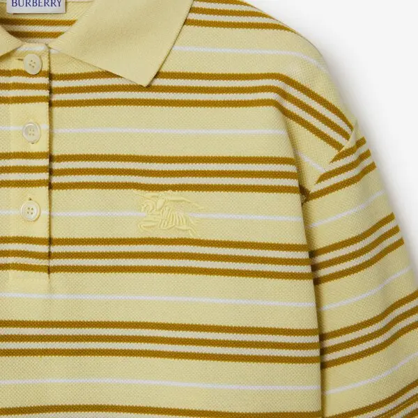 Burberry Logo Embroidered Striped Cropped Polo Shirt