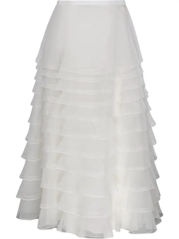 Dior Mid-length Ruffled Skirt - White
