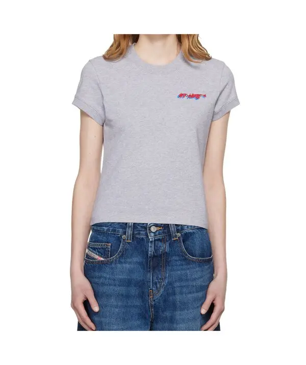 Off-White Embroidered Logo Crewneck T-shirt