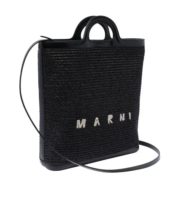 Marni Raffia Tote Bag With Logo Embroidery