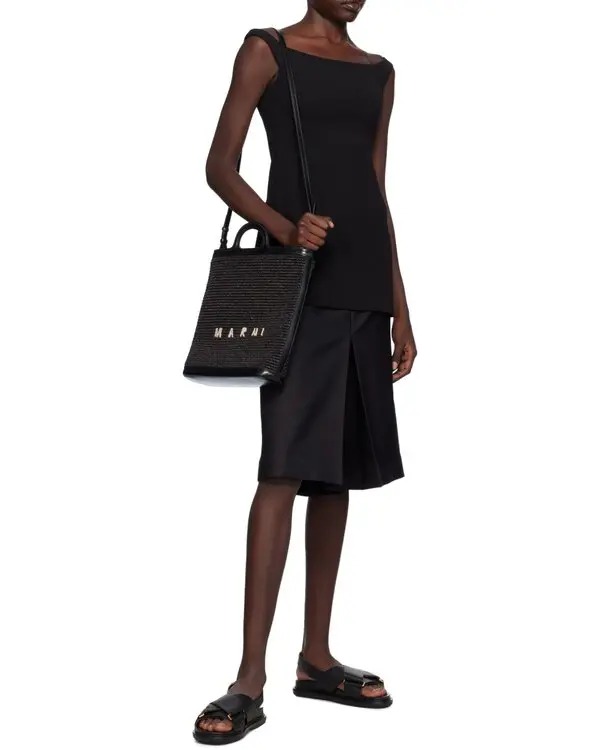 Marni Raffia Tote Bag With Logo Embroidery