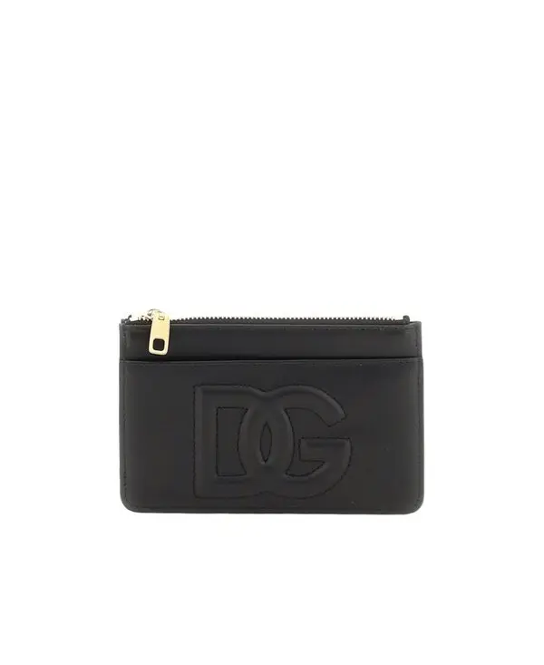 Dolce & Gabbana Dolce Gabbana Logo Embossed Zipped Wallet - Black