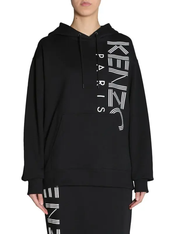 Kenzo Letter Logo Hooded Sweater - Black