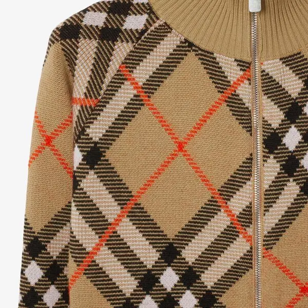 Burberry Check Pattern Zip-up Cardigan