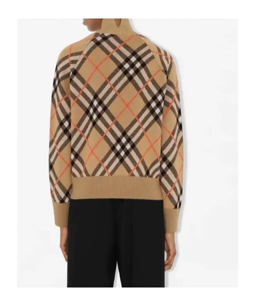 Burberry Check Pattern Zip-up Cardigan